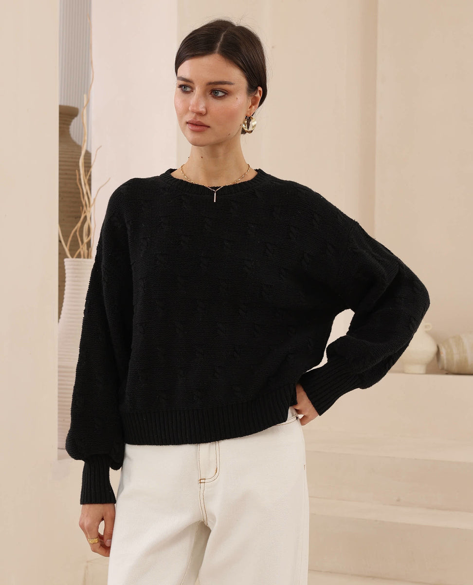 Linnita Puffy Sleeve Jumper - Black – Harlos