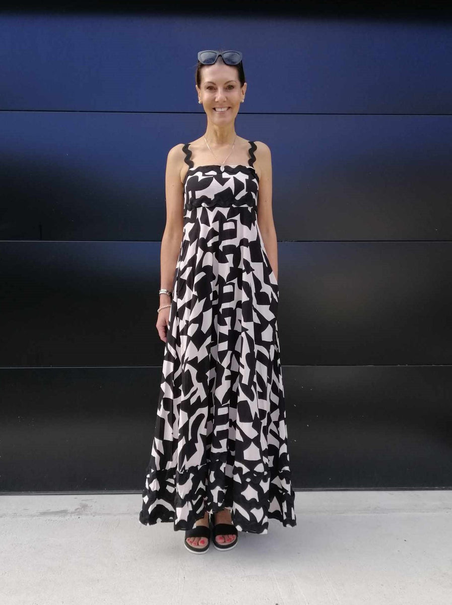 Kaitlyn Dress - Black Beige Exclusive Print – Harlos