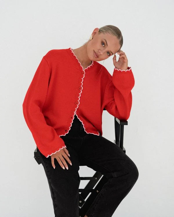 Knit Cardi - Red – Harlos