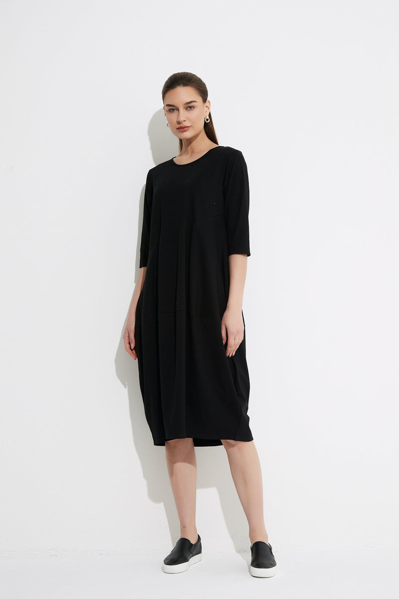 Diagonal Seam Dress - Black Winter Weight – Harlos